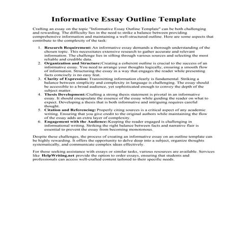 Informative Essay Outline Template | PDF