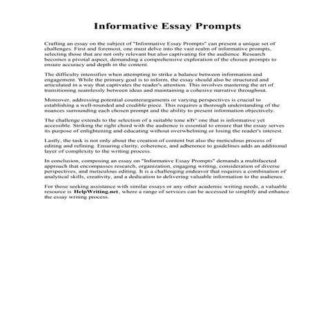 Informative Essay Prompts. Talladega College | PDF | Homework and Study ...