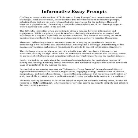 Informative Essay Prompts | PDF