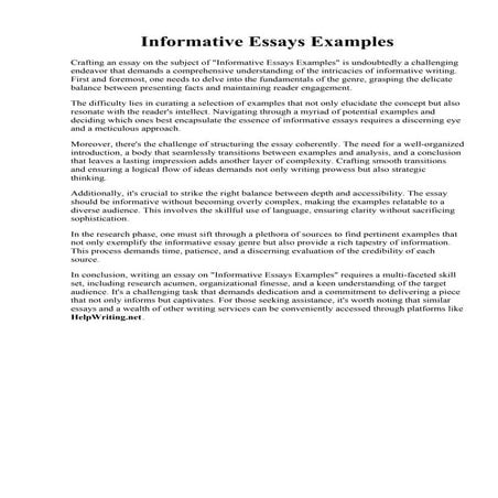 Informative Essays Examples. Informative Essay Samples | PDF