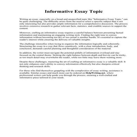 Informative Essay Topic | PDF