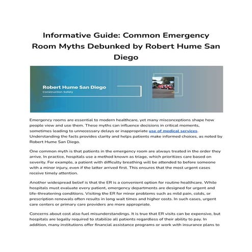 Informative Guide_ Common Emergency Room Myths Debunked by Robert Hume ...