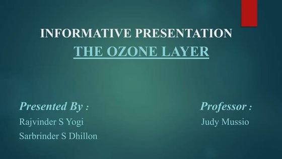 Ozone layer depletion ppt | PPTX | Chemistry | Science