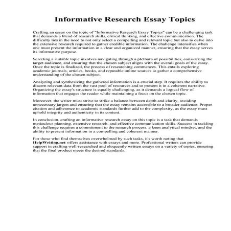 Informative Research Essay Topics. Bladen Community College | PDF ...