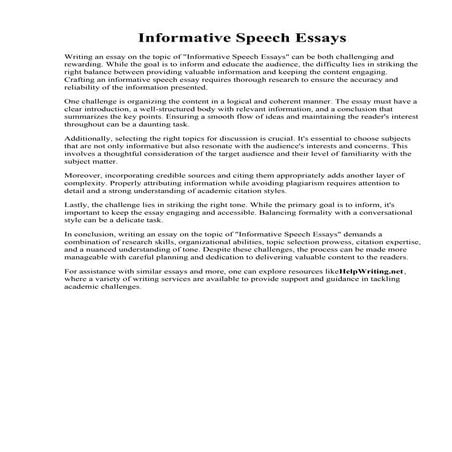 Informative Speech Essays. Informative Essay - 10 Examples, Format, Pdf ...