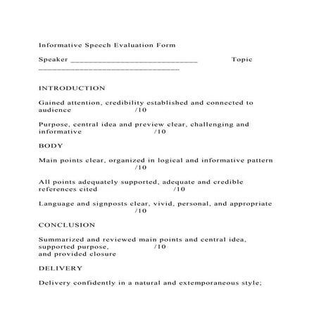 Informative Speech Evaluation FormSpeaker ____________________.docx
