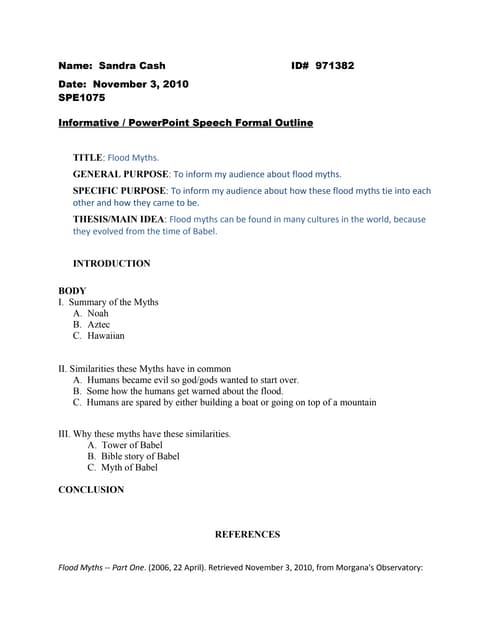 Informative Speech Outline | DOC