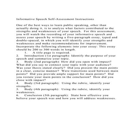 Informative Speech Self-Assessment InstructionsOne of the best.docx