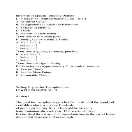 Informative Speech Template OutlineI. Introduction (Approximately .docx
