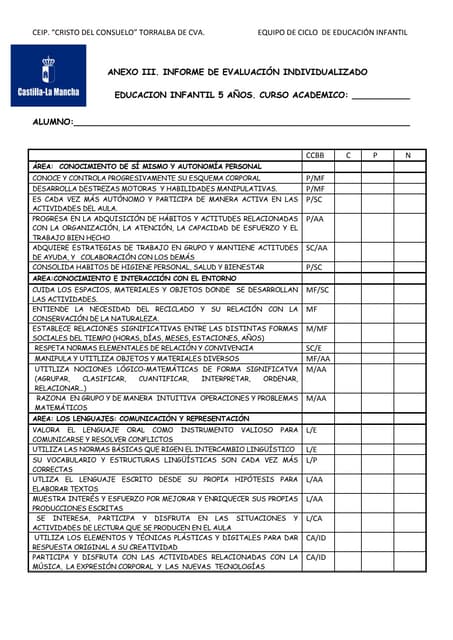 Informe de-evaluacic3b3n-individualizado-3-ac3b1os (1) | PDF