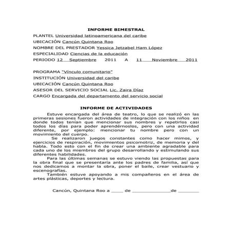 Informe bimestral | DOC