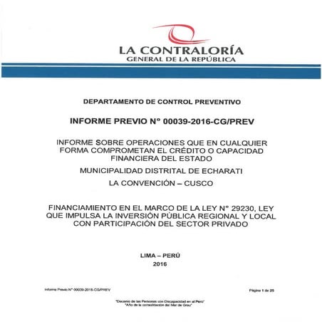 Informe control 00039-2016-cg-prev | PDF