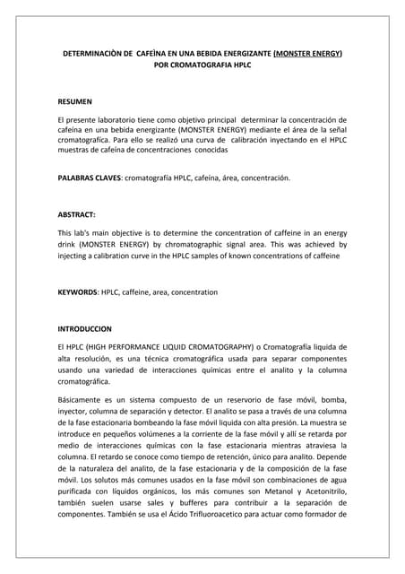 Informe De Cafeina Pdf