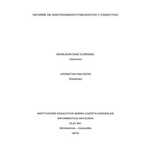 Informe de mantenimiento preventivo y conectivo | PDF | Computing | Technology & Computing