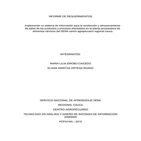 Informe de requerimientos | DOCX