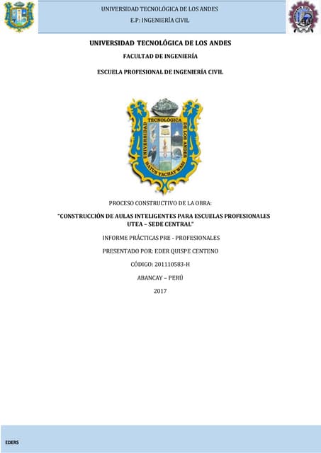 Modelo informe técnico, de obra | PDF