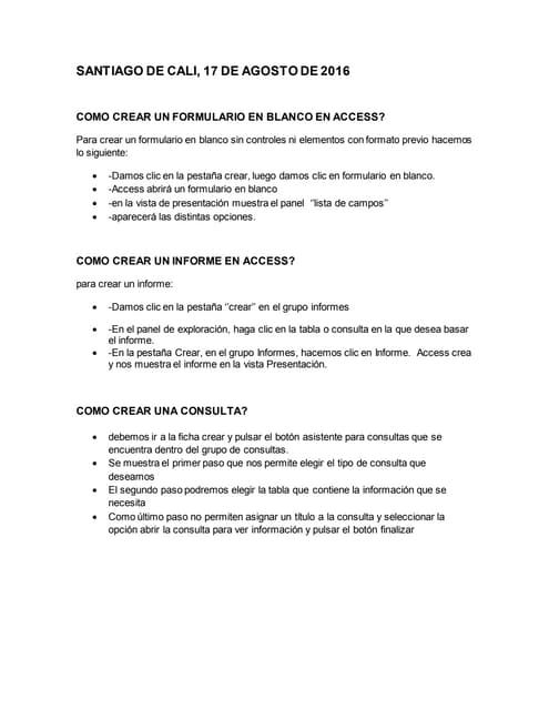 Cuestionario - Access | DOCX