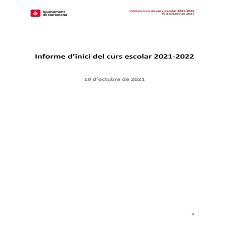 Informe inici del curs escolar 2021 2022 | PDF