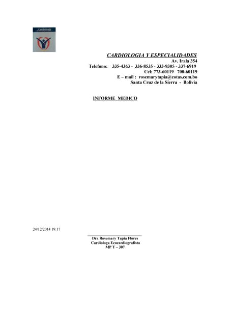 AXA- FORMATO INFORME MEDICO-CLÍNICA ALIVIA | PDF