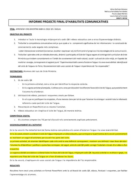 Informe Projecte Final | PDF