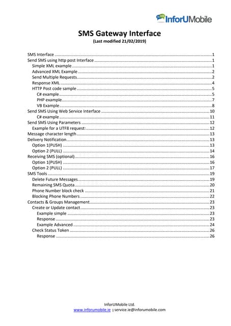Email2SMS - InforuMobile | PDF | Email | Internet