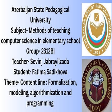 Content line: Formalization, modeling,algorithmization and programming ...