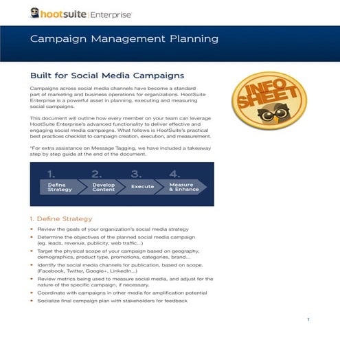 Campaign Management Planning with HootSuite | PDF
