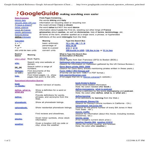 Google Search Operators | PDF
