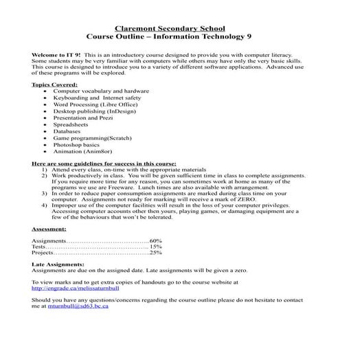 Info Tech Course Outline | DOC