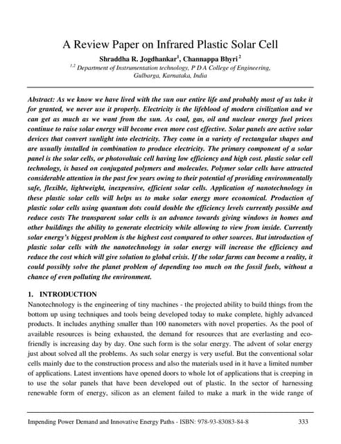 Infrared Plastic Solar Cell | PPT