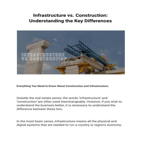 Infrastructure vs. Construction: Understanding the Key Differences | PDF