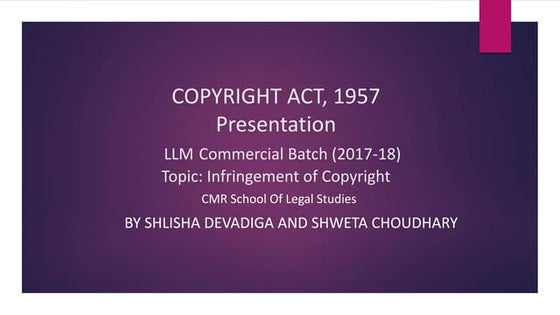 Copyright and its infringement | PDF | Law