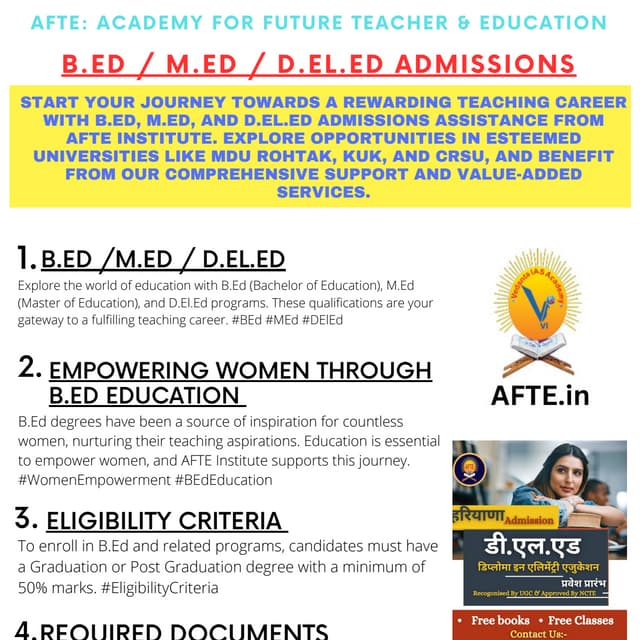 B.Ed / M.Ed / D.El.Ed Admissions | PDF