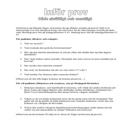 Inför prov | DOC