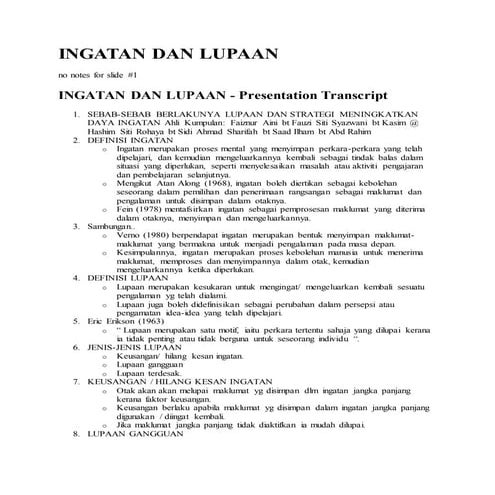 Ingatan dan lupaan | DOCX
