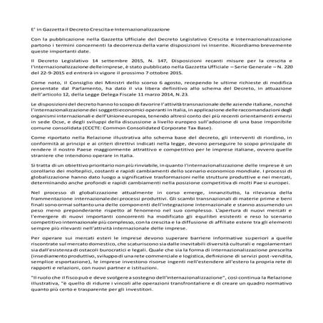In gazzetta ufficiale il decreto crescita e internazionalizzazione | PDF