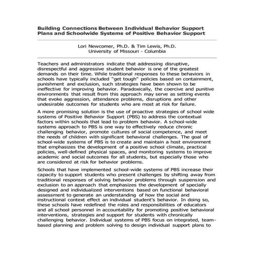 Building connections between individual behavior support plans and ...
