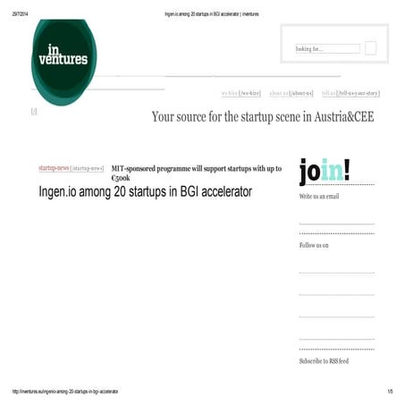 Ingen.io among 21 startups in BGI accelerator | PPT