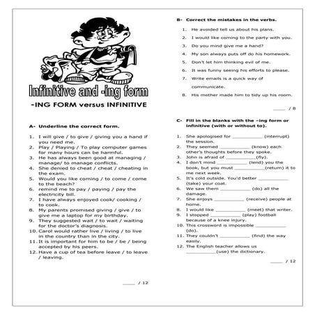 Ing form versus infinitive | DOC