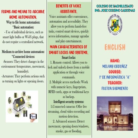 TRIPTICO DE INGLES PROYECTO INTERDISCIPLINAR | PDF
