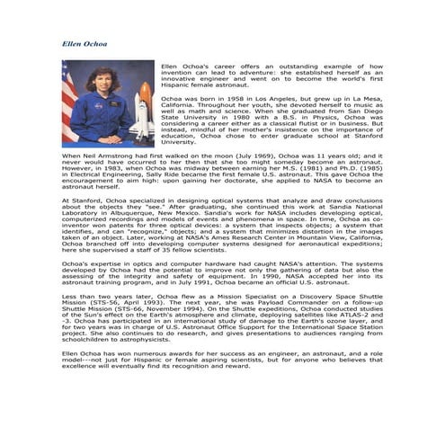 Ingles: Ellen Ochoa | PDF | Science