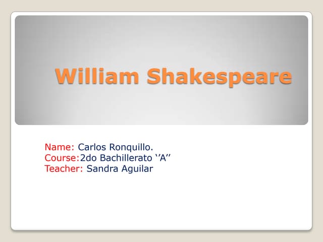 An Introduction to William Shakespeare: The Bard of Avon | PDF