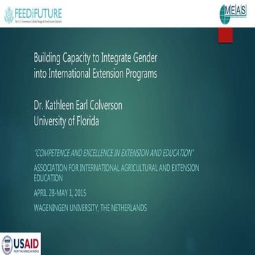 Building Capacity to Integrate Gender into International Extension ...