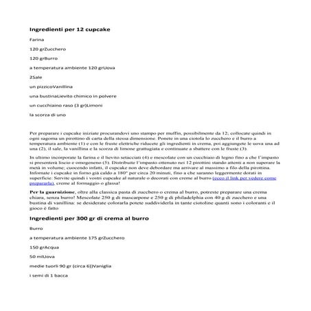 Ingredienti per 12 cupcake | PDF