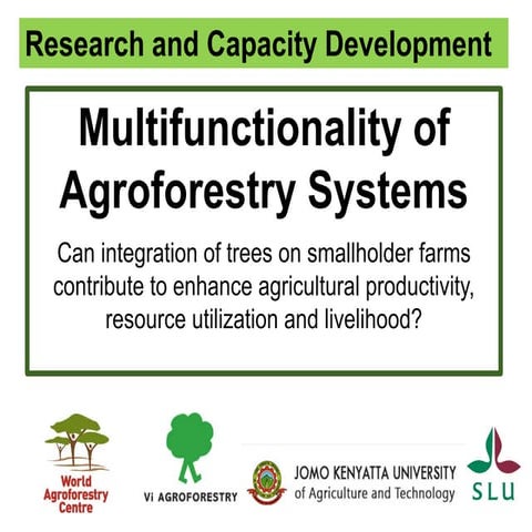 Multifunctionality of agroforestry systems: Can integration of trees on ...