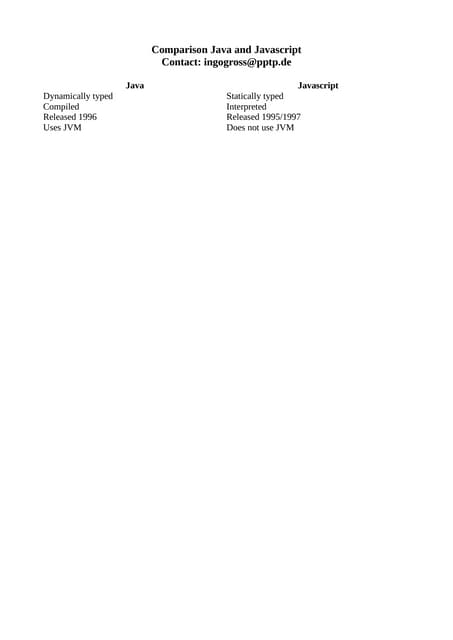 Comparison Java And Javascript Pdf Web Development Internet 1324