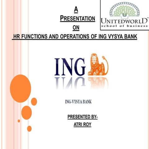 HR Functions in Private Bank, ING Vysya | PPTX