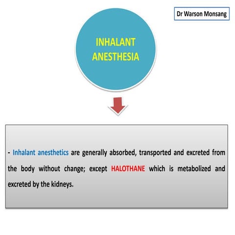 Inhalant anesthesia | PPTX