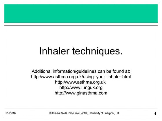 Inhaler techniques presentation | PPTX | Lung and Respiratory Health | Diseases and Conditions