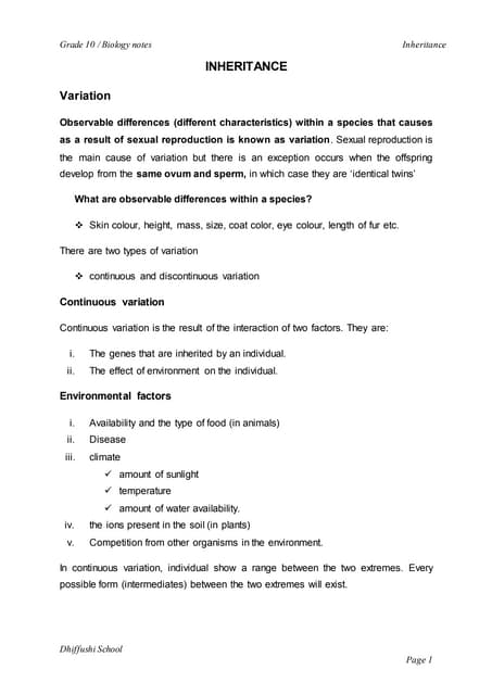 Genetic variation vs environmental variation | PPTX